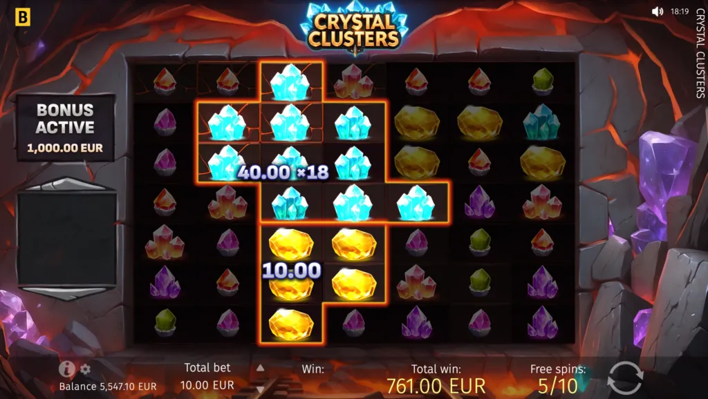 Crystal Clusters Slot Demo | Very High Volatility, 96.5% RTP