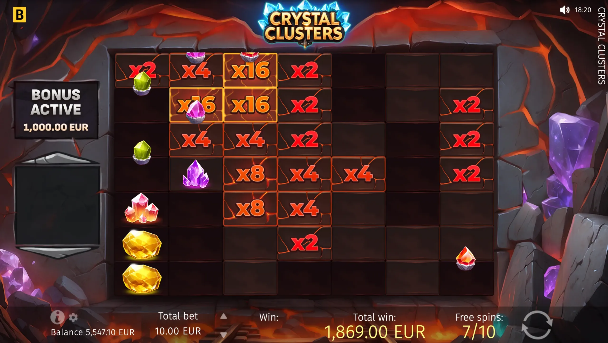 Crystal Clusters Slot Demo | Very High Volatility, 96.5% RTP